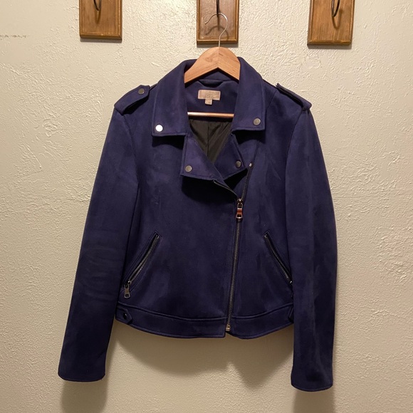 LOFT | Jackets & Coats | Loft Blue Suede Moto Jacket | Poshmark